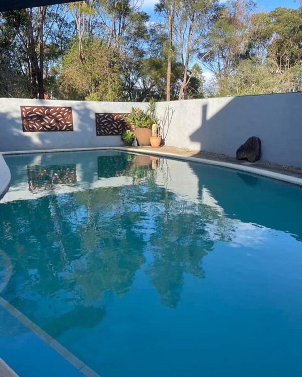 Domestic pool painted with LUXAPOOL epoxy® Misty Blue