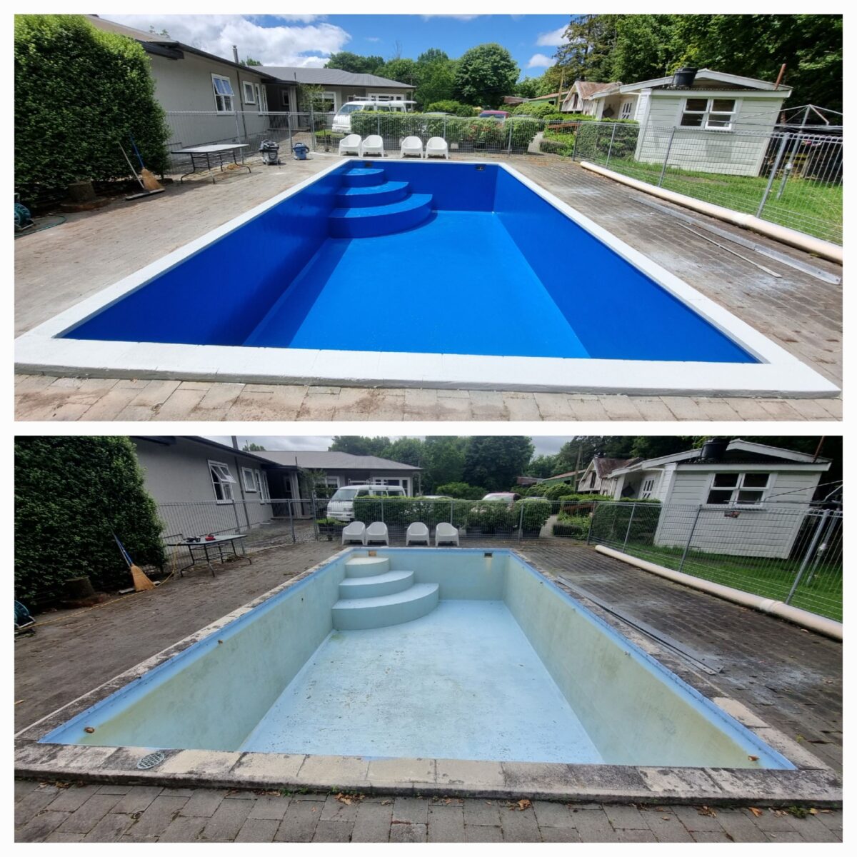 LUXAPOOL® Pool Paint BEFORE & AFTER - Fibreglass swimming pool ...